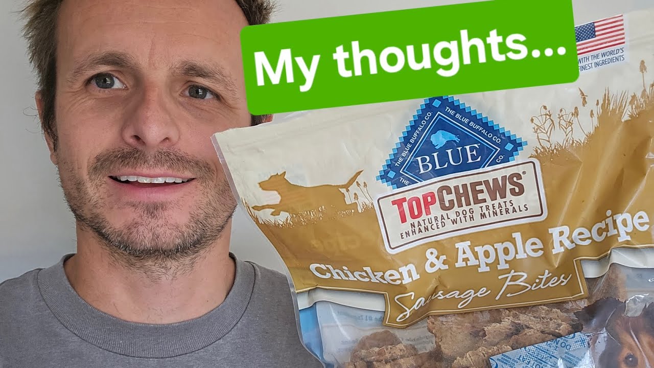 BLUE Top Chews Chicken & Apple Sausage Bites Review - YouTube