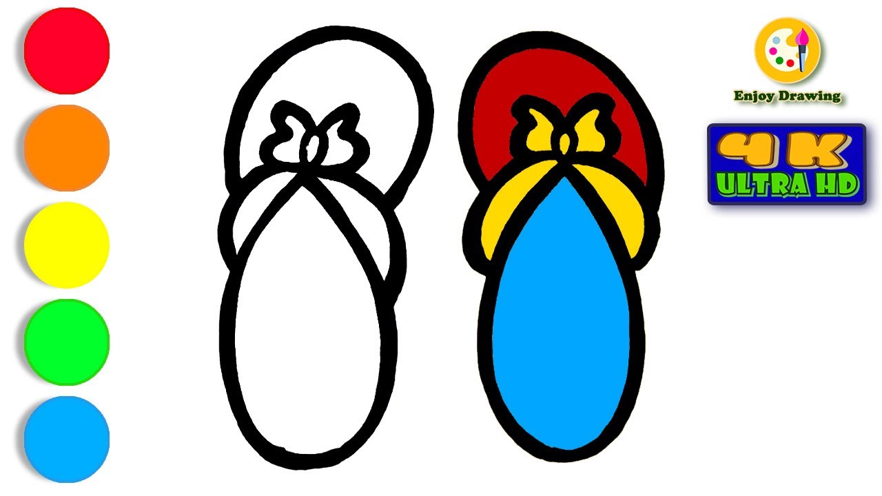 Slippers Drawing🩴:How to Draw A Slippers EASY for Kids Step by step for ...