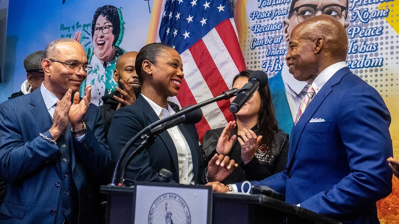 NYPD's first woman police commissioner introduced by Eric Adams - YouTube