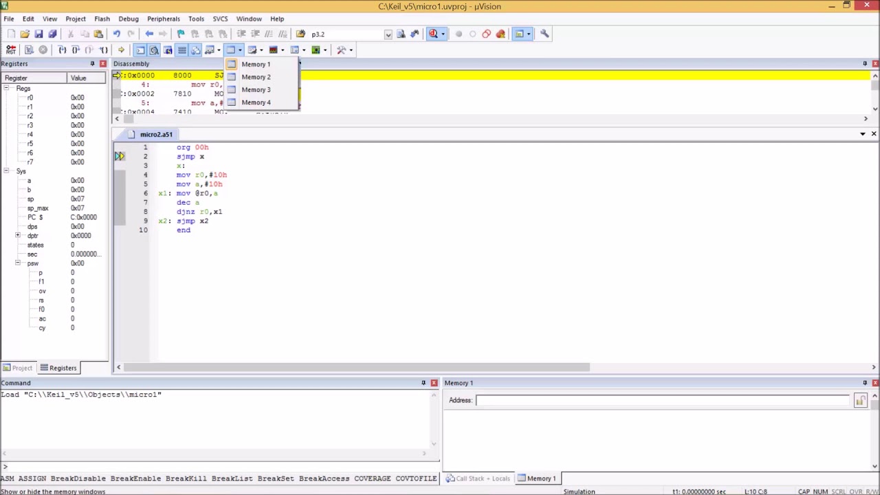 8051 Assembly Uvision Ile Soru çözümü Youtube
