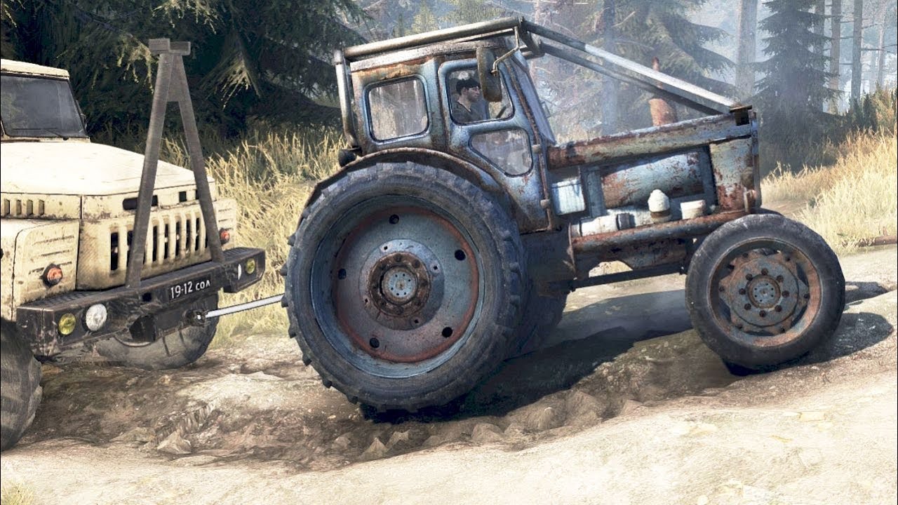 Spintires MudRunner - T 40 Tractor Towing a C 260 Tanker Truck - YouTube