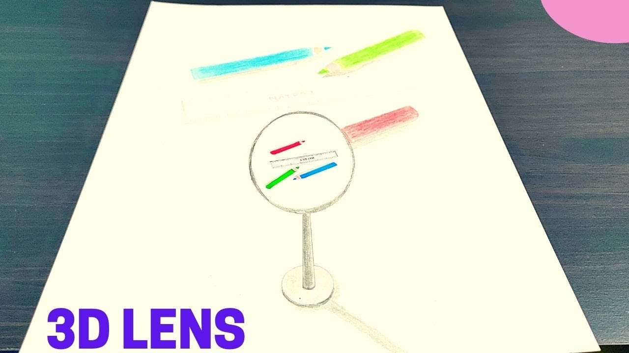 3D Lens Easy Drawings On Paper | 3d Optical Illusion | 3d drawings on ...