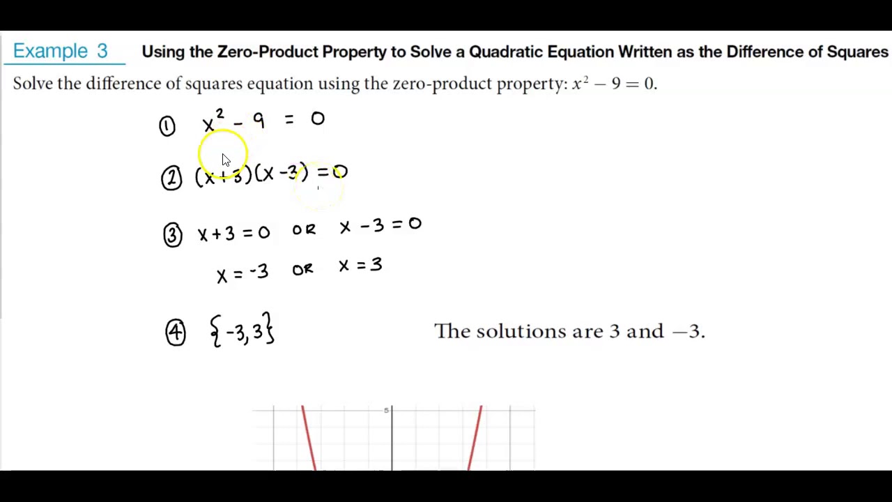 Math 10 2.5 Ex 3 Use Zero-Product Property to Solve Quadratic Equation ...