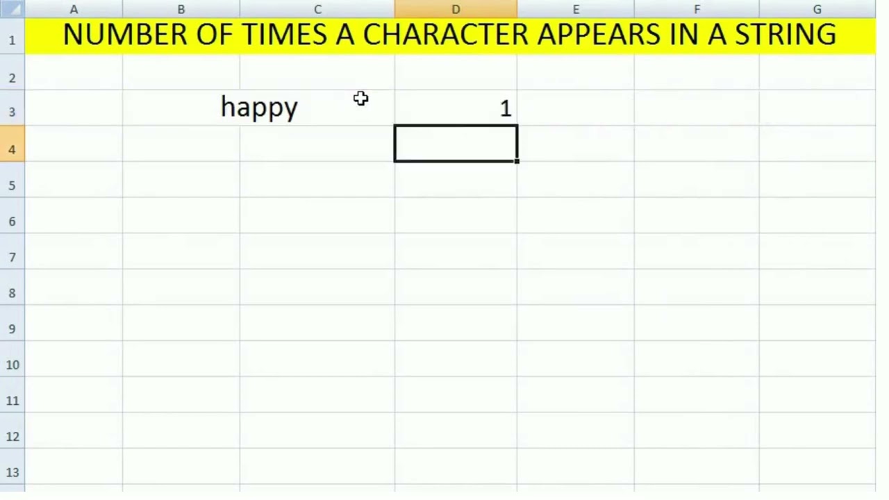 NUMBER OF TIMES A CHARACTER APPEARS IN A STRING Excel Training YouTube NUMBER OF TIMES A CHARACTER APPEARS IN A STRING Excel Training YouTube