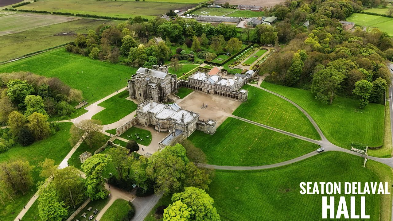Seaton Delaval Hall Flyover 4K - YouTube