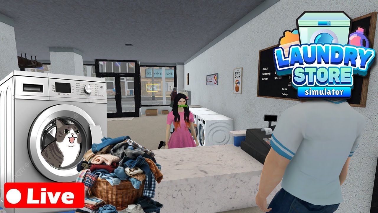 Laundry Store Simulator | Chill Grinding Uang Game Laundry - YouTube