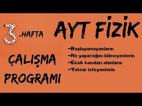 AYT FİZİK ÇALIŞMA PROGRAMI 3.HAFTA
