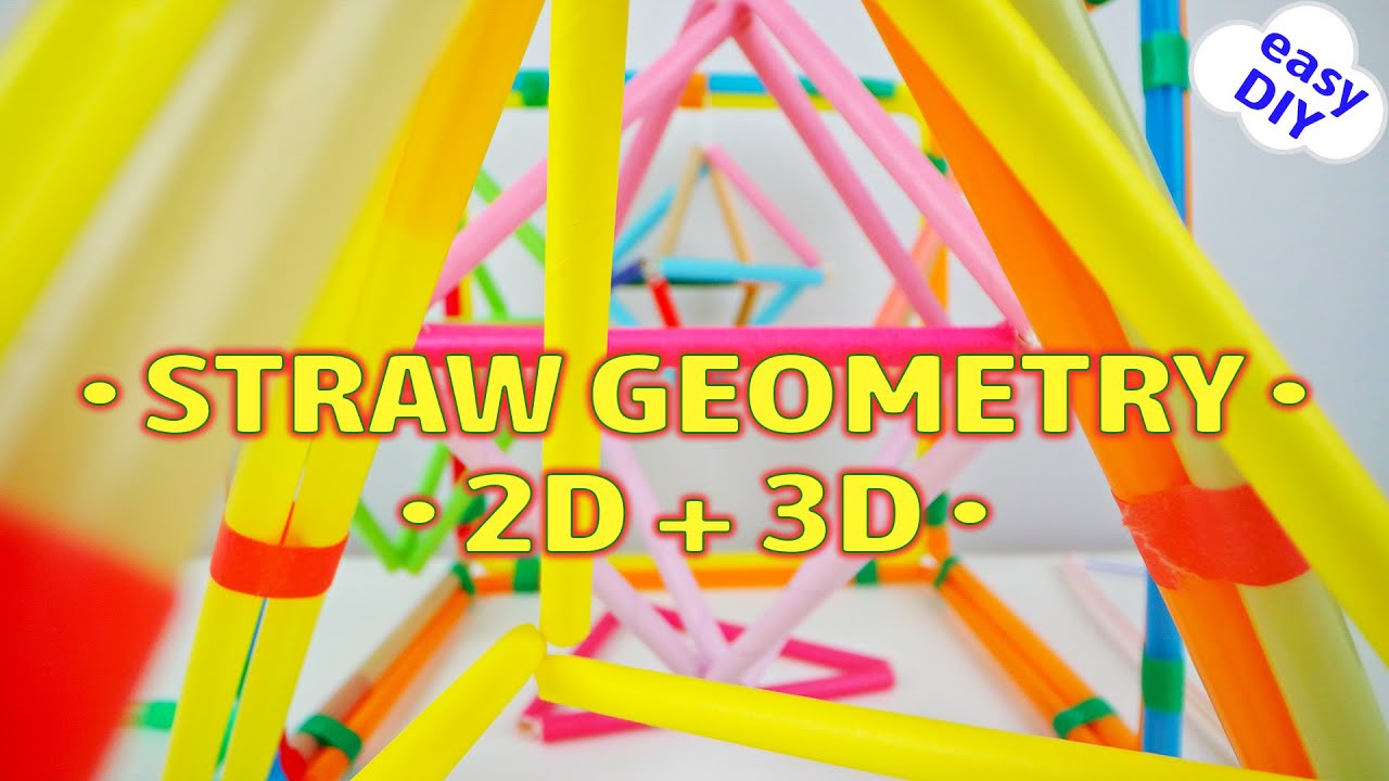 Easy Paper Straw Crafts for Kids | 2D & 3D GEOMETRY SHAPES — NO GLUE ...
