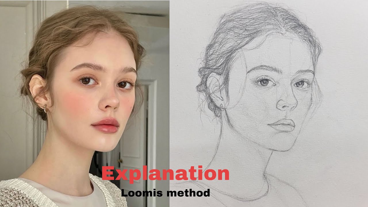 How to draw a portrait using Loomis method | 3/4 VIEW | drawing ...
