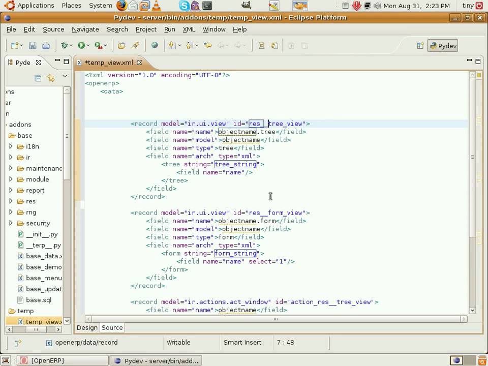 Openerp Eclipse Xml View Template Youtube
