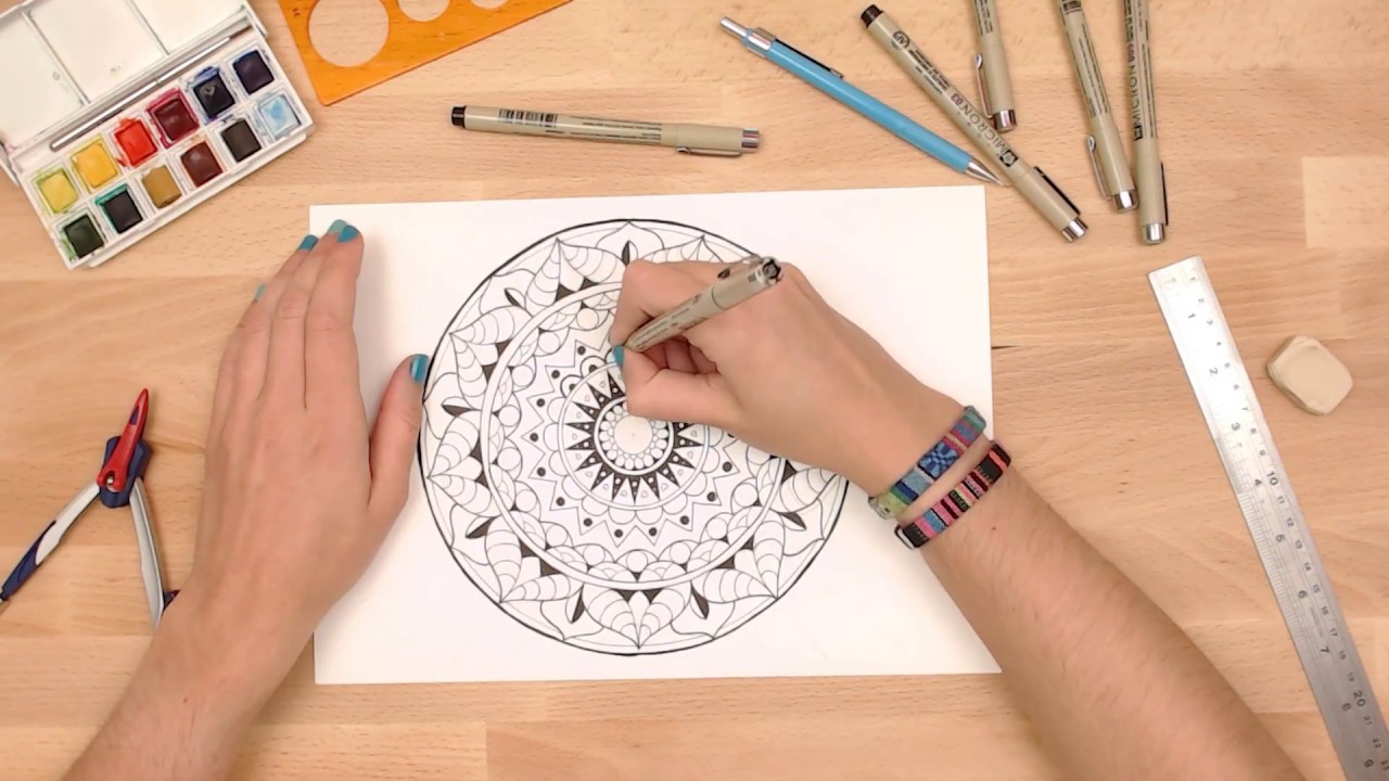 Mandala dibujado a mano - El invernadero creativo - YouTube