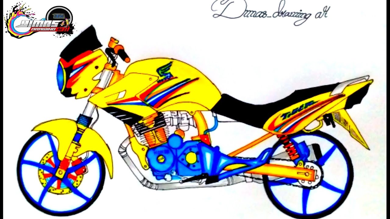 Menggambar motor tiger modifikasi yu kita tonton.. - YouTube