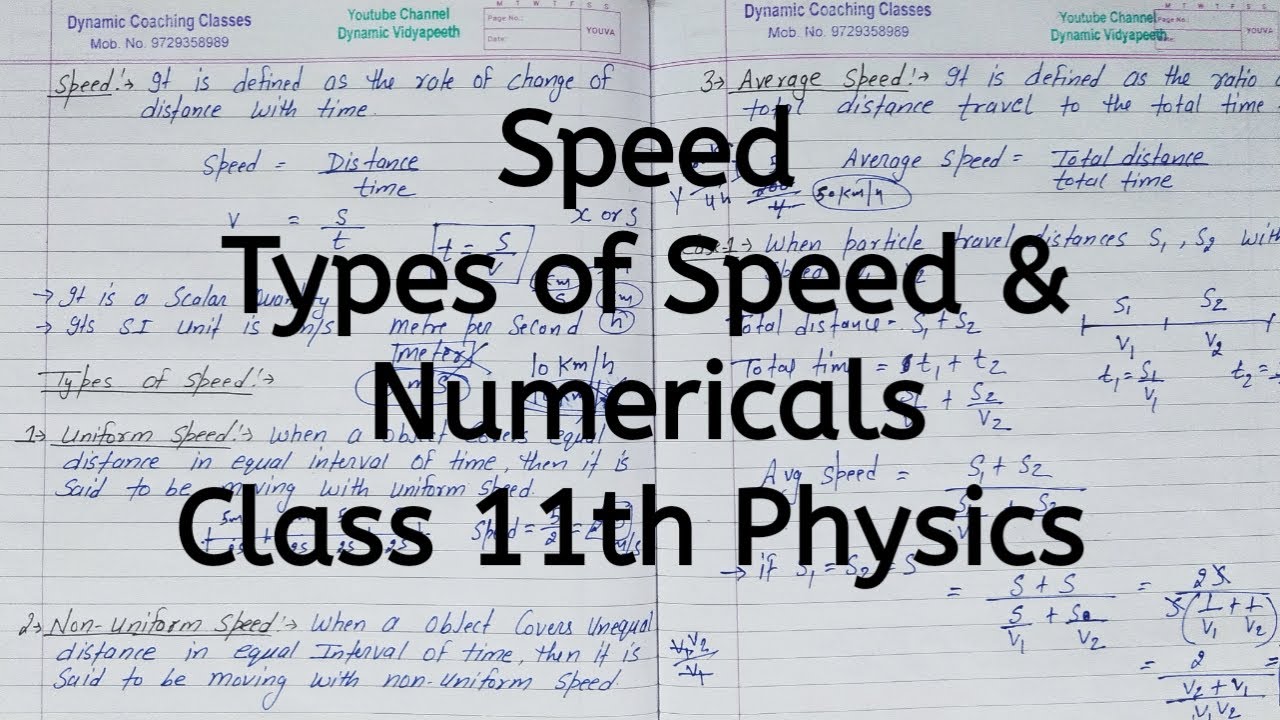 Speed | Types of Speed and Numericals | Chapter 2 | Motion in a ...