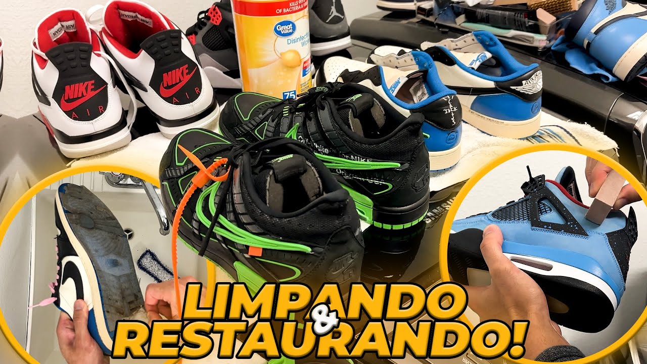 RESTAUREI A CAMURÇA DO MEU JORDAN 4 CACTUS JACK! COMO EU LIMPO OS ...