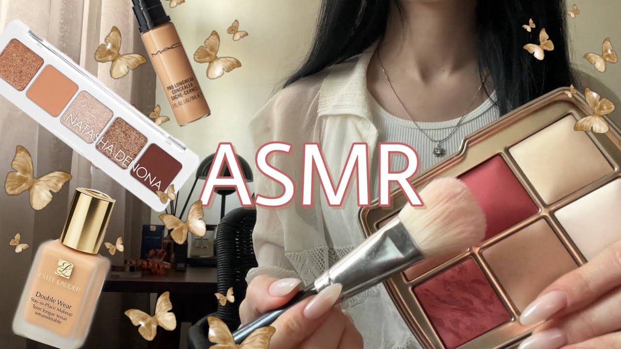 ASMR 🤎 Doing your Brown Glow Makeup and Hair • roleplay • layered ...