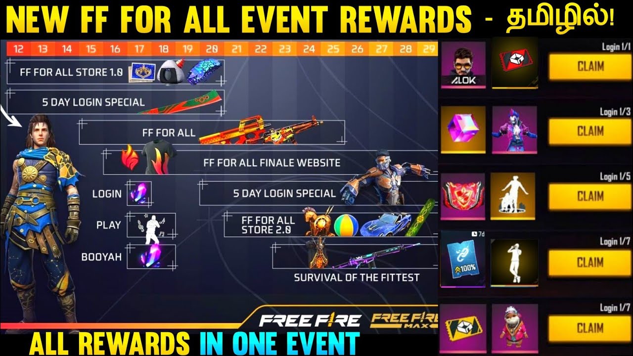 FF For All Free Event Rewards in Tamil | Free Fire New Update | Free ...