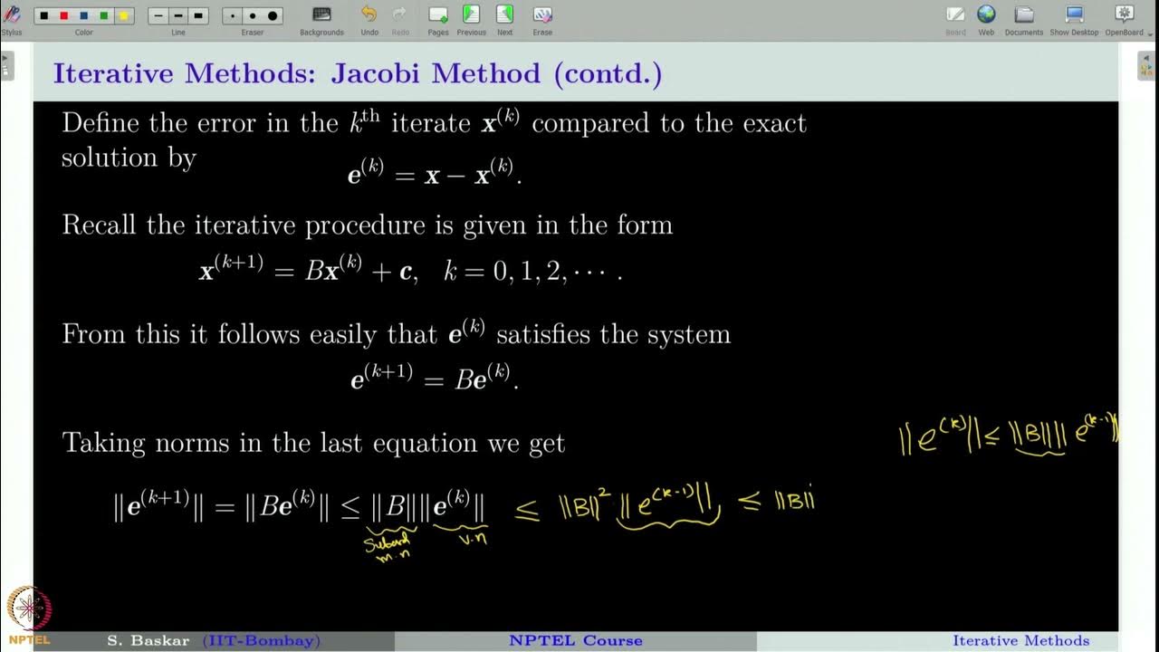 Week 4 : Lecture 18 : Iterative Methods: Convergence of Jacobi Method - YouTube