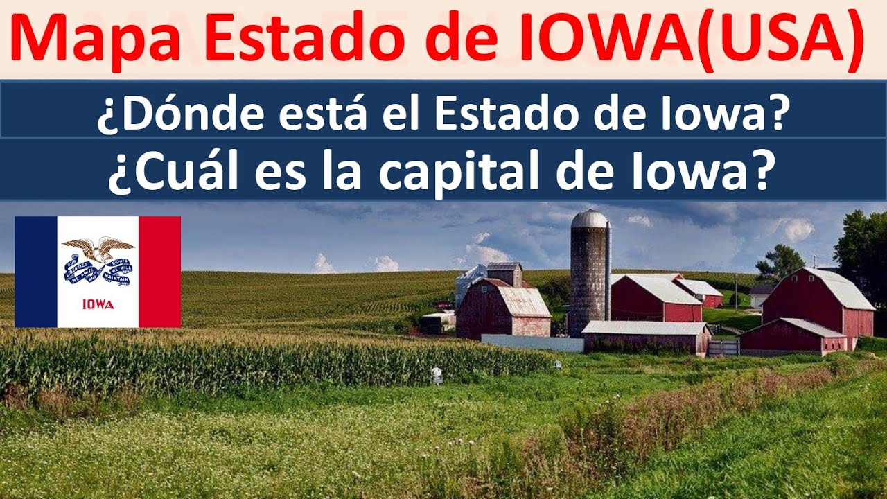 Mapa de Iowa Estados Unidos. Capital de Iowa. Donde esta Iowa. Iowa map ...