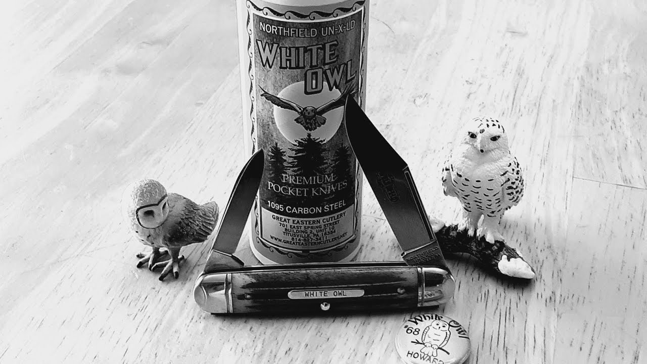 GEC #68 White Owl in Cowhide Jigged Bone. American craftsmanship at it ...