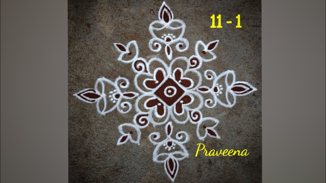 Lovely deepam kolam/muggu for karthigai masam with 11-1 dots. Using ...