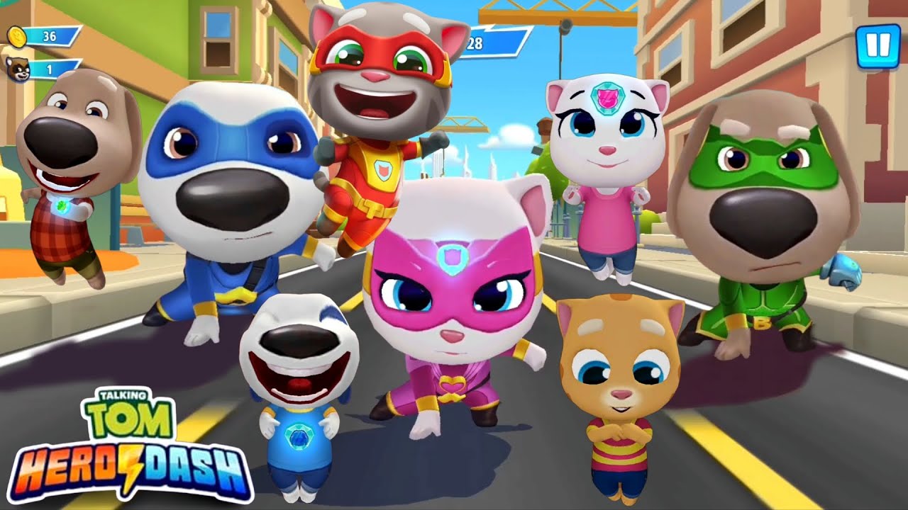 Talking Tom Hero Dash android ios - Tom - Angela - Hank - Ginger - Ben ...