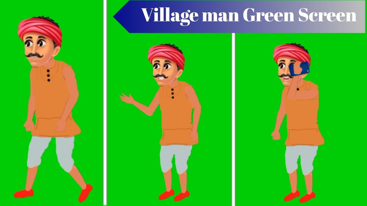 Village Man Green Screen Cartoon Character/Villager Green Screen Video ...