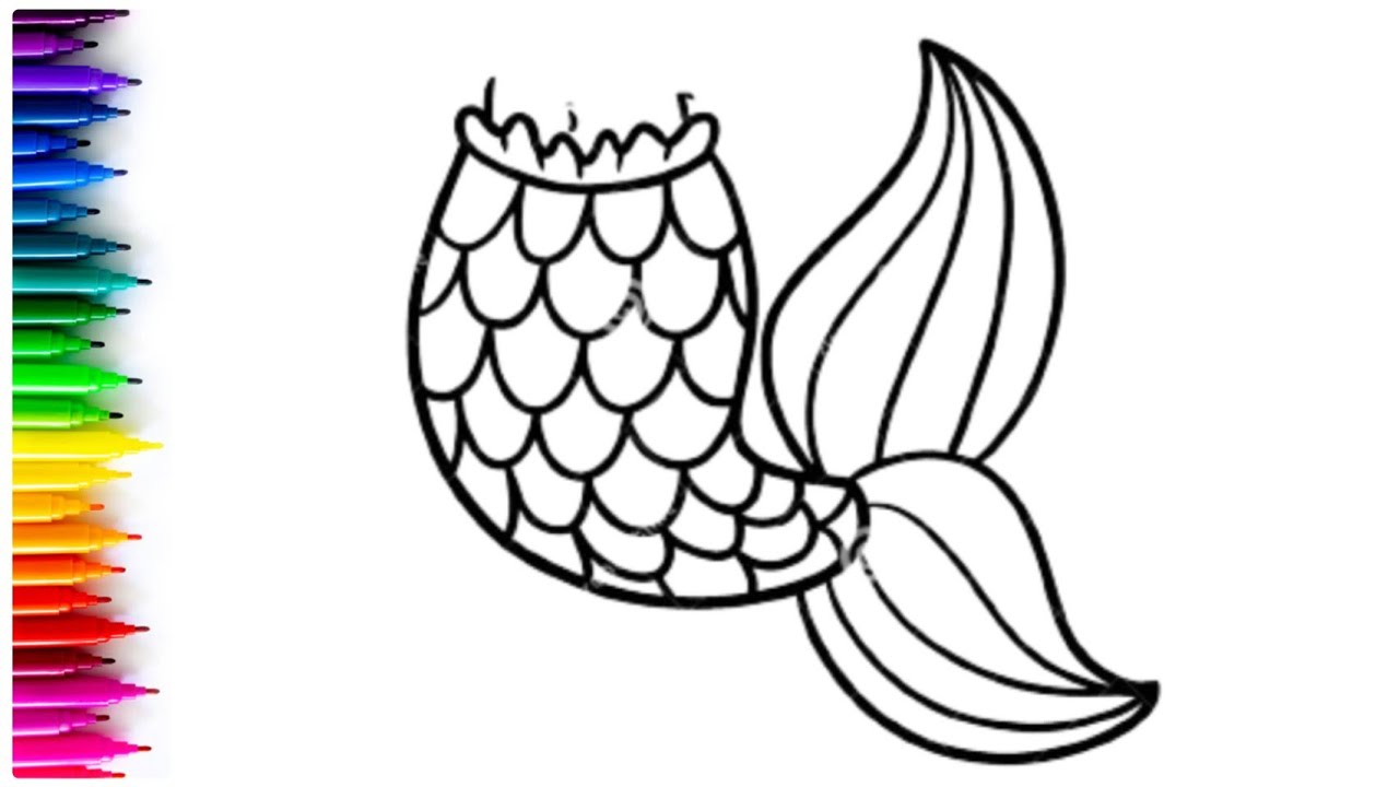 Easy and Simple Mermaid Tail Drawing, Painting & Coloring For Kids and ...