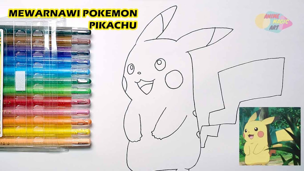 POKEMON PIKACHU !! Sketsa Menggambar dan Mewarnai - YouTube