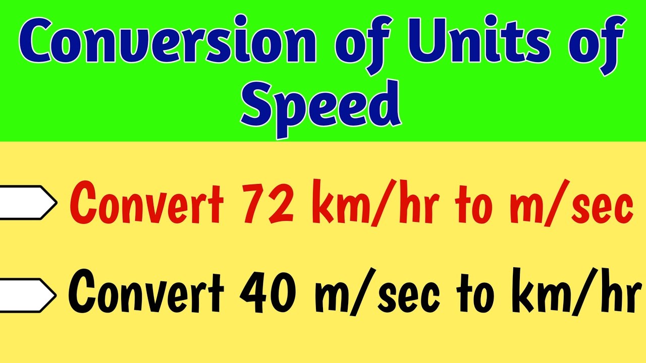 Conversion of Unit of Speed Km/h to m/sec | Convert m/sec to Km/h - YouTube