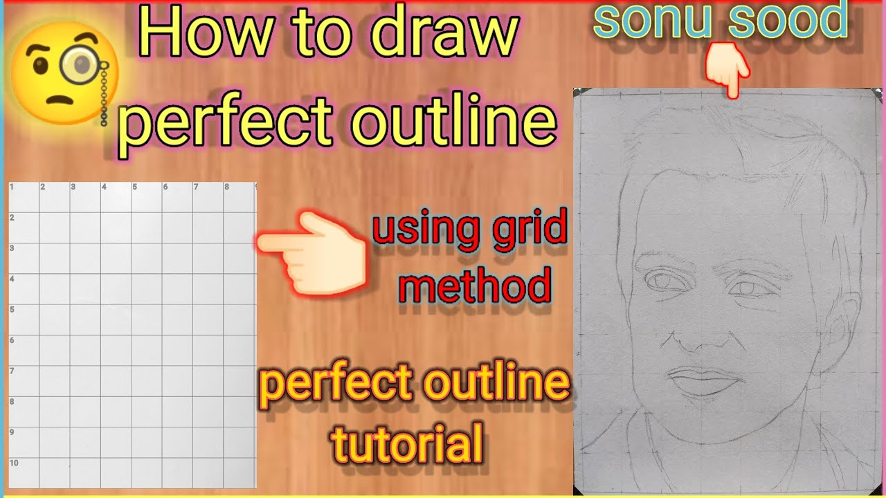 How to draw perfect outline using grid method, Sonu sood outline ...