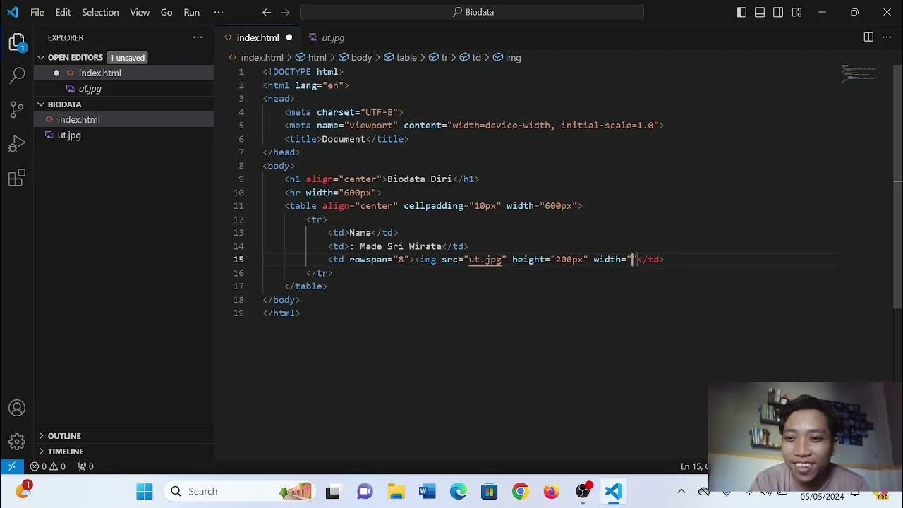 TUGAS 1 PEMROGRAMAN BERBASIS WEB. MEMBUAT WEBSITE BIODATA DIRI - YouTube