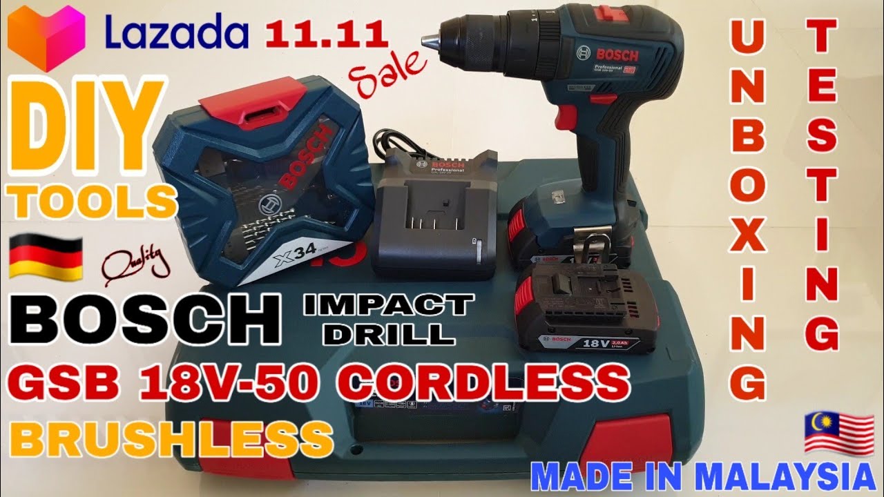 BOSCH GSB 18V-50 CORDLESS, BRUSHLESS IMPACT DRILL - YouTube