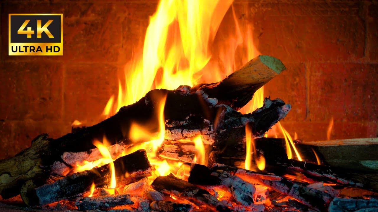 🏡 Warm & Cozy Fireplace Ambience | Burning Logs & Crackling Fire in 4K ...
