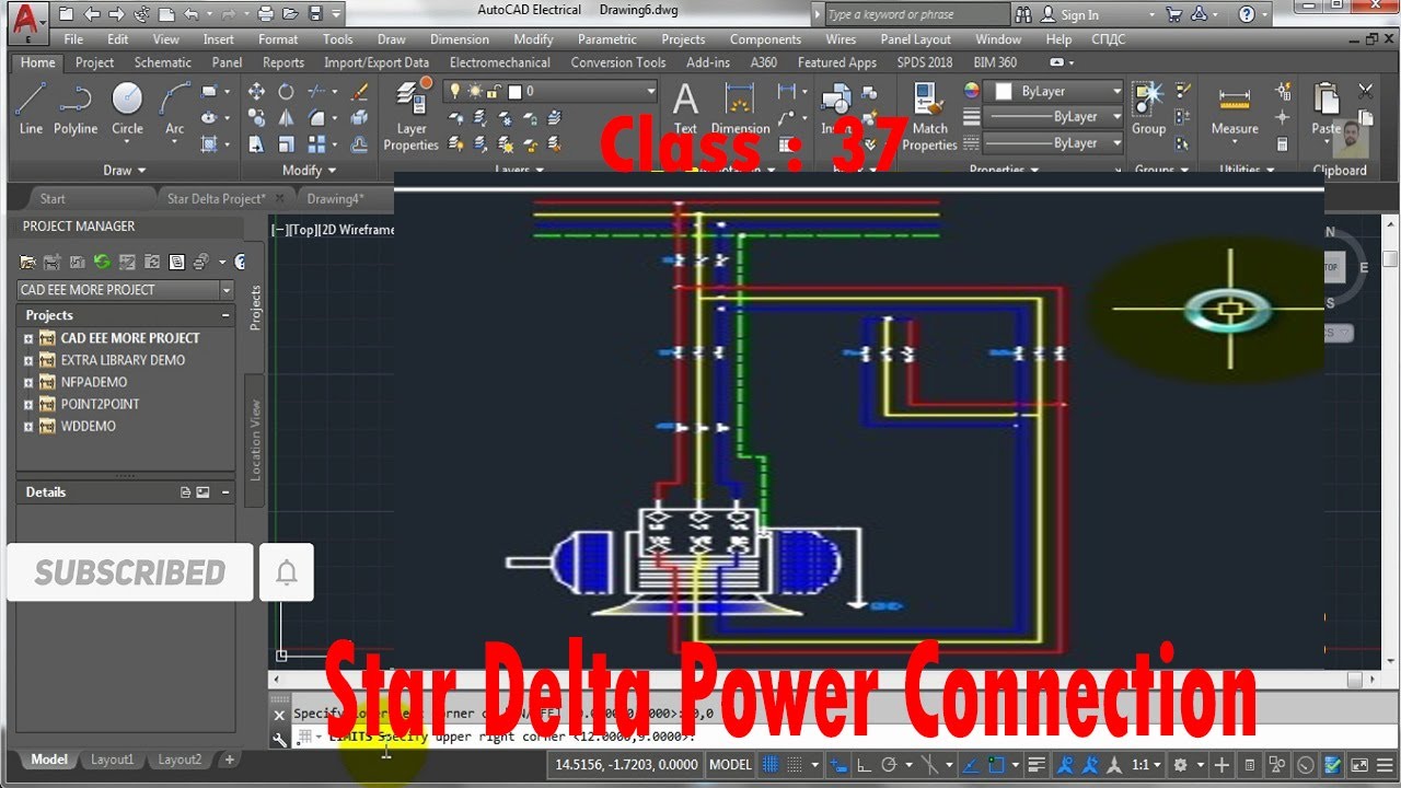 How To Draw Star Delta Power Connection in Autocad Electrical | Autocad ...