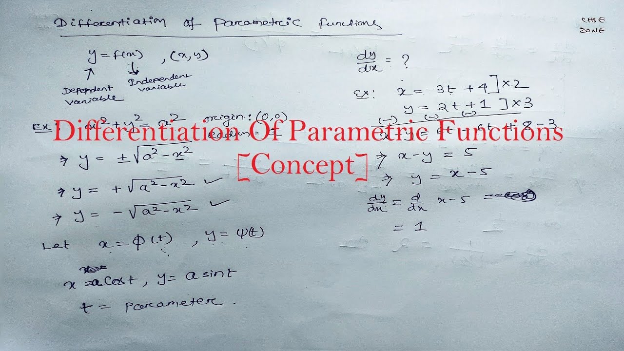 [CHSE MATHs] DIFFERENTIATION:: Differentiation Of Parametric Functions ...