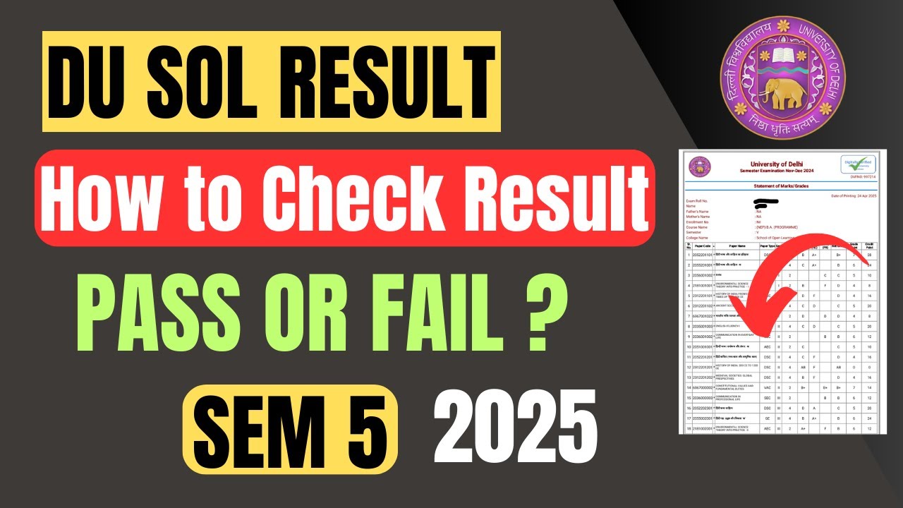 DU SOL RESULT | How to Check Result |PASS OR FAIL ? |Sem 5| 2025 - YouTube