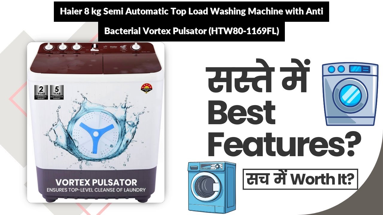 Haier 8 kg Semi Automatic Top Load Washing Machine with Anti Bacterial ...