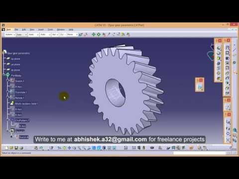 Catia V5 Tutorials/How to create Parametric helical gear_15 deg helix ...