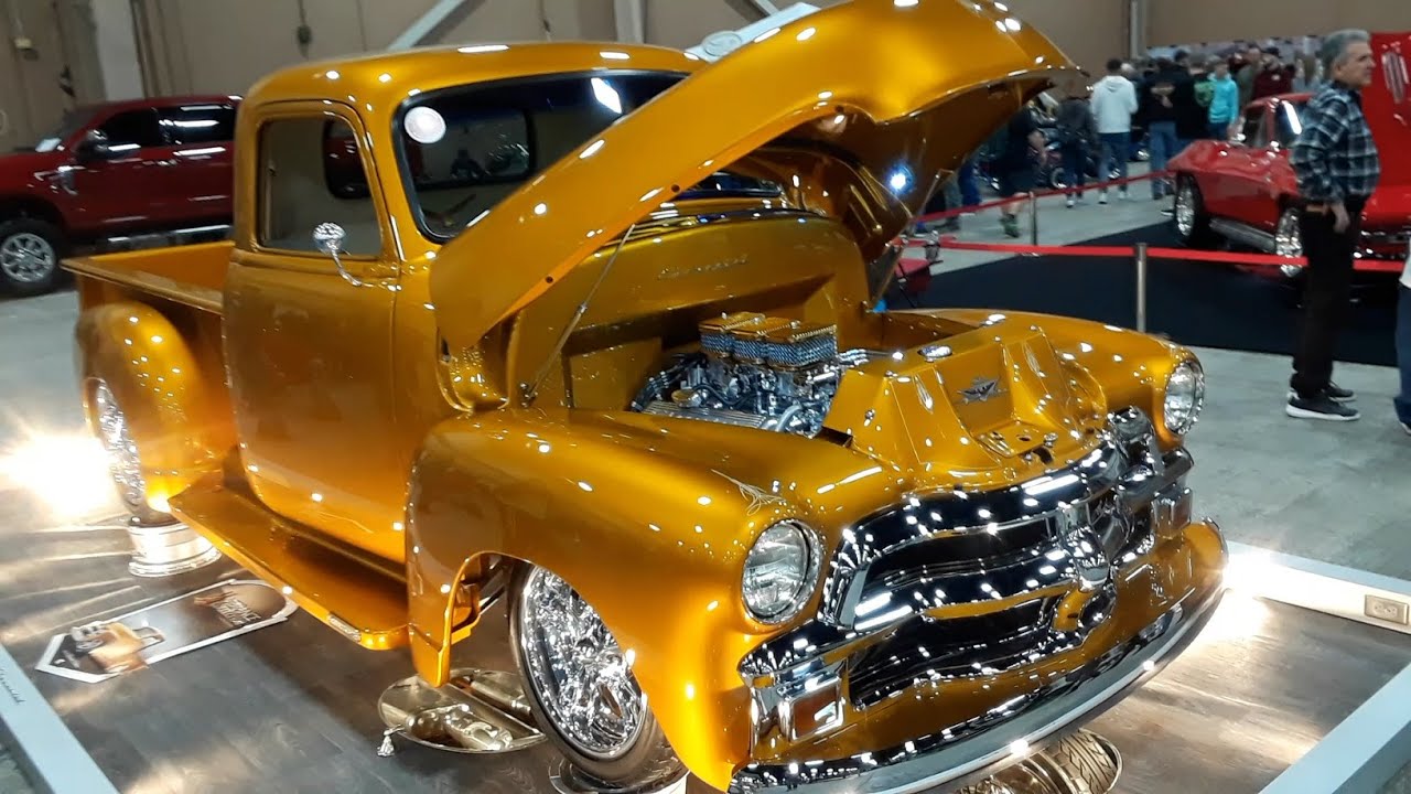 Robert's Custom 1954 Chevy Pickup Liquid Gold At the 2020 Motorama ...