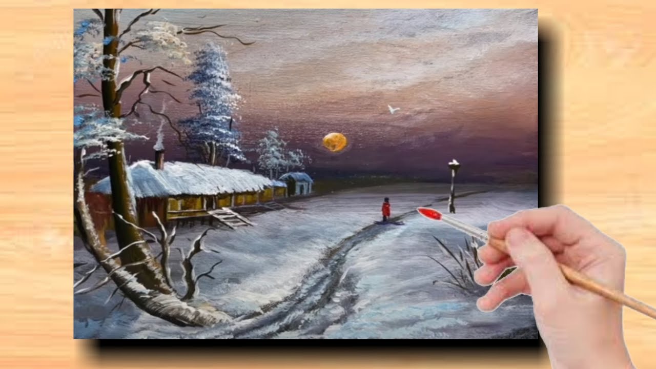 Simple winter forest painting|| Simple Way To Art A Forest || paint a ...