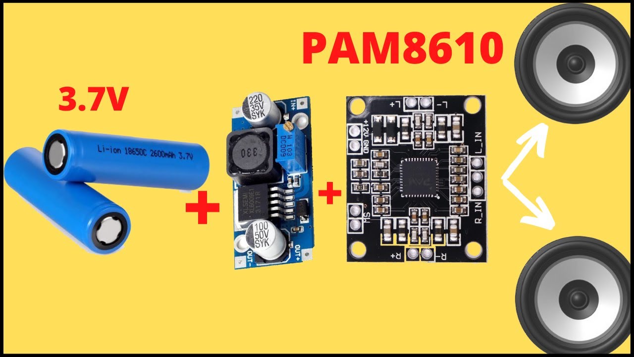 Pam8610 Amplifier Board Run On 3.7V battery - YouTube