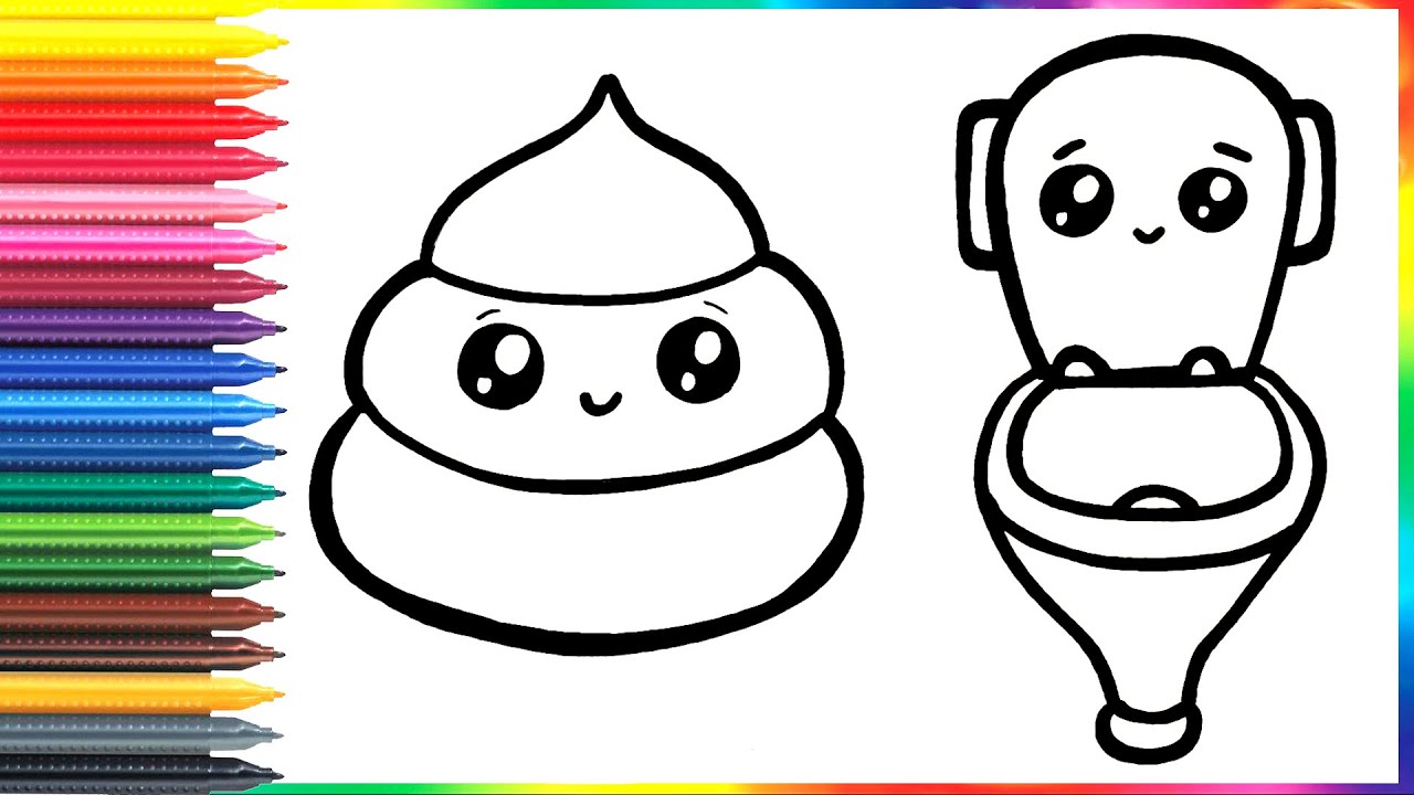 Dibujar y colorear para los niños caca y el inodoro/Dibujo para niños ...