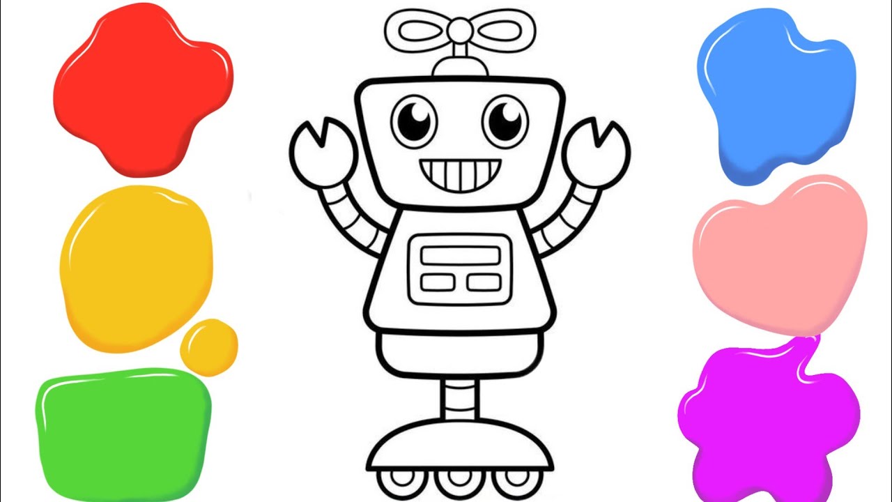 How to Paint a Robot 🤖 Step by Step for Kids| Painting|Drawing|Coloring ...
