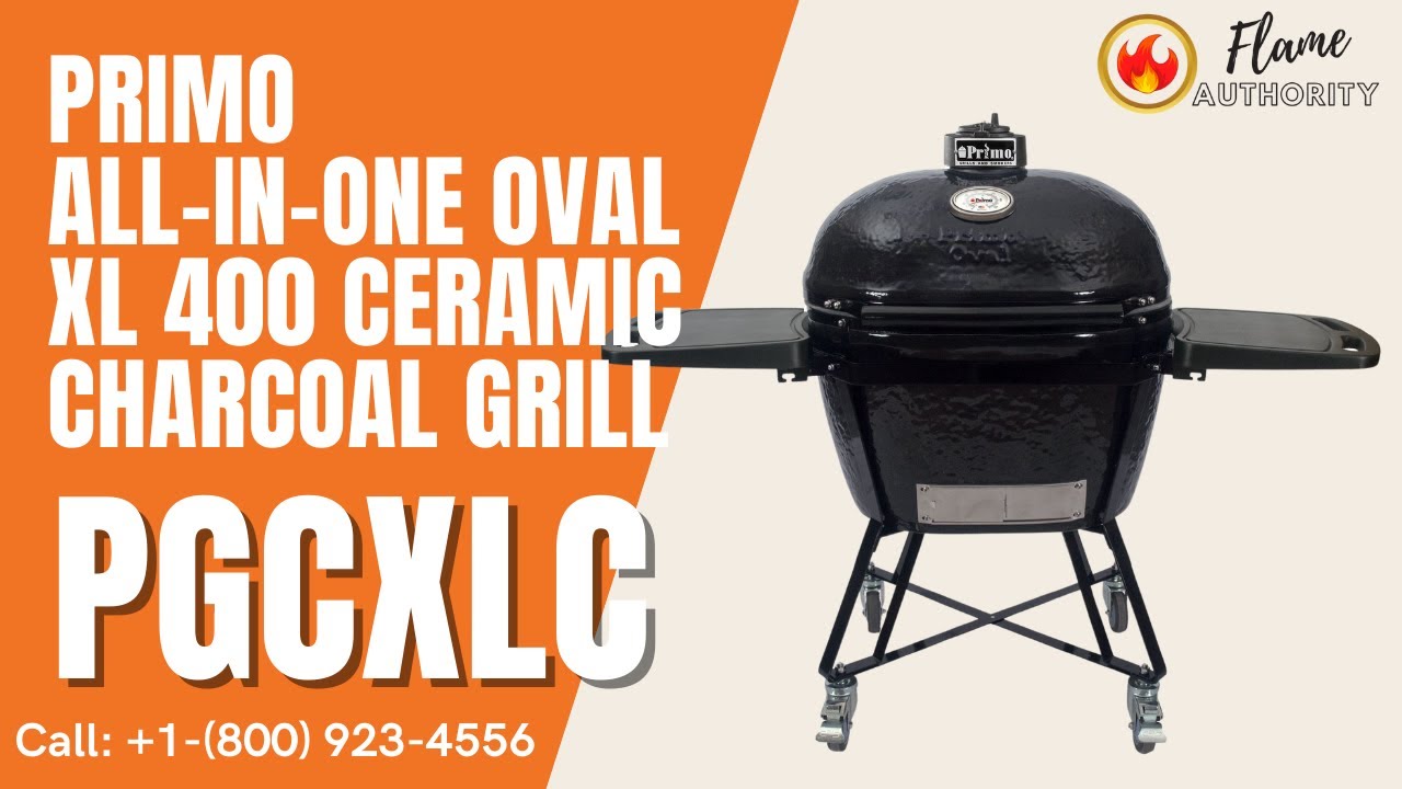 Primo All-In-One Oval XL 400 Ceramic Charcoal Grill PGCXLC - YouTube