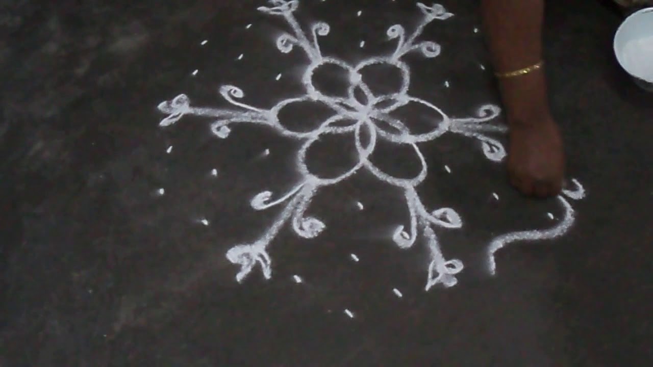 simple kolam||daily kolam||easy kolam||9x5 dots kolam - YouTube