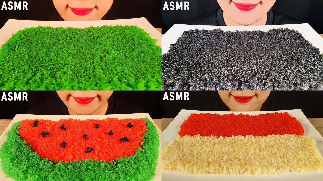 ASMR TOBIKO EGGS Collection Video (FLYING FISH ROE) 날치알 모음 Eating ...