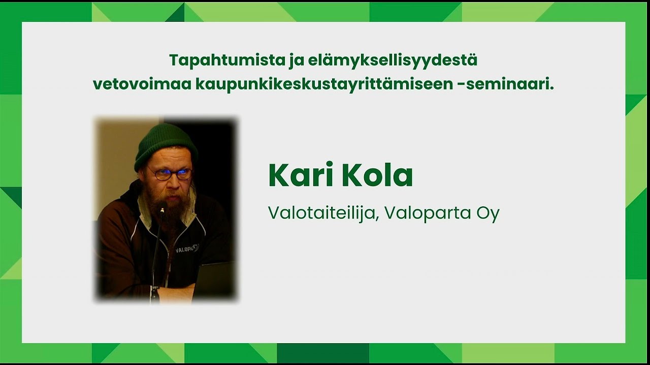 Kari Kola puhui valotaideteoksistaan - YouTube
