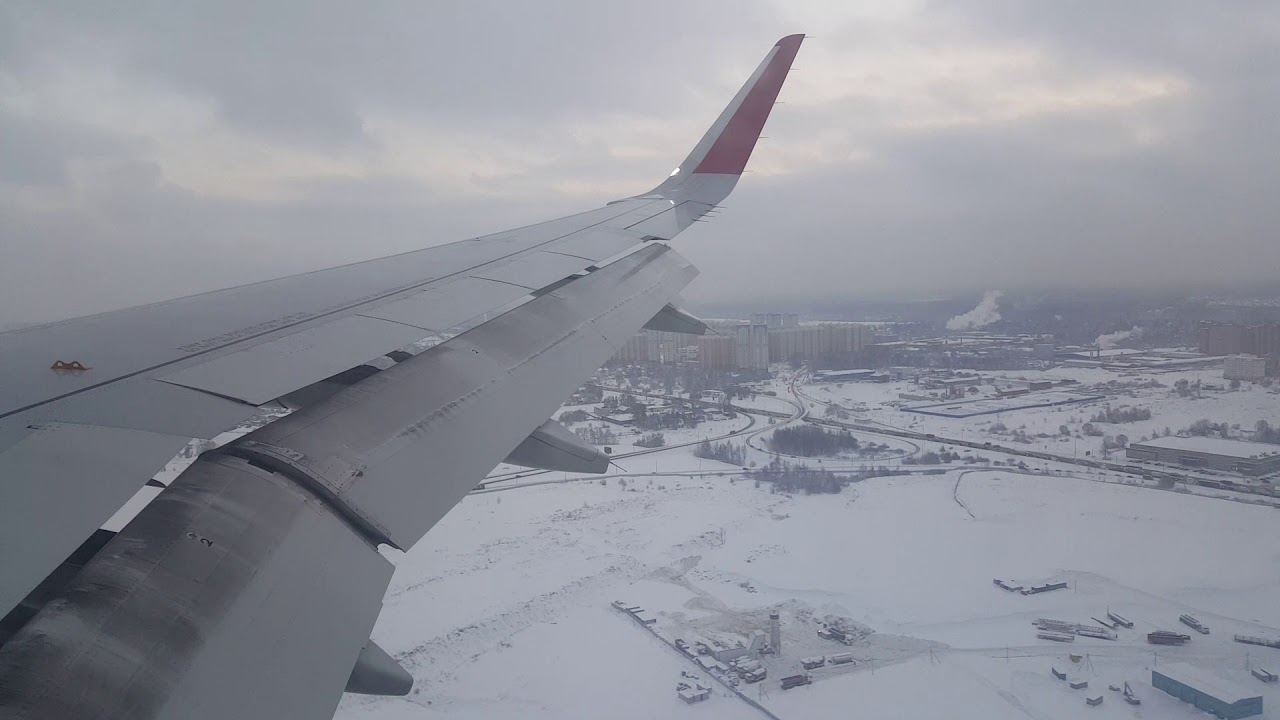 Landing flight Aeroflot Sofia Moscow SO A320 Snow Winter - YouTube