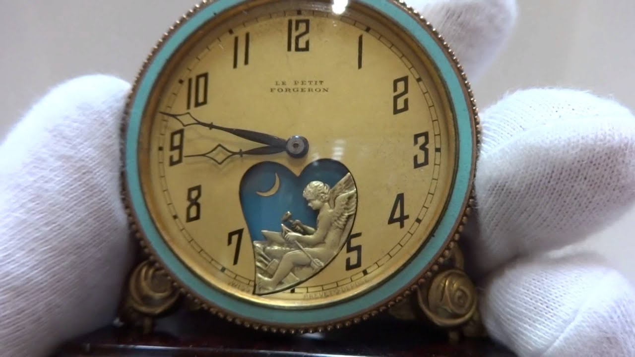 Antique miniature automaton clock - YouTube