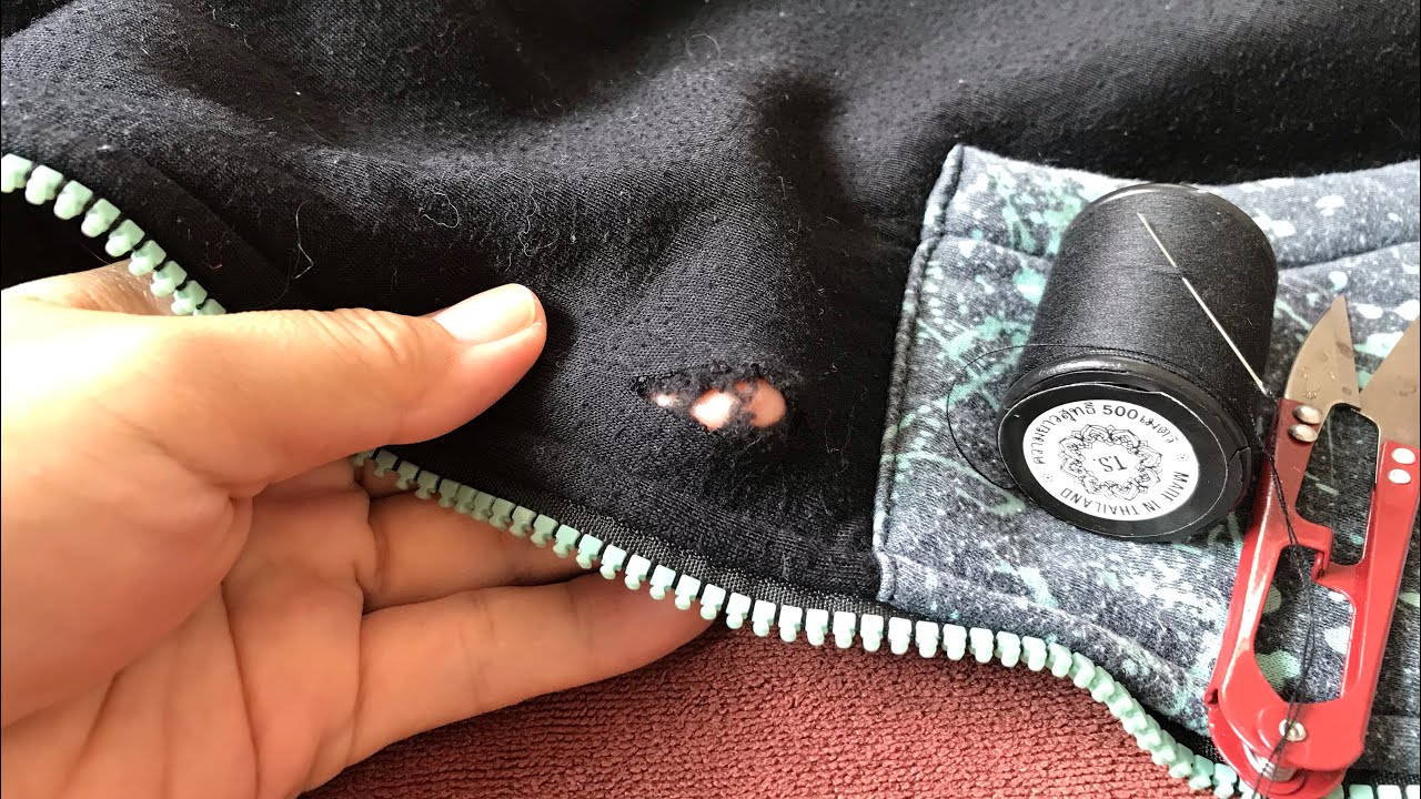 Repair hole on jacket by yourself | How to fix hole on jacket #jacket # ...